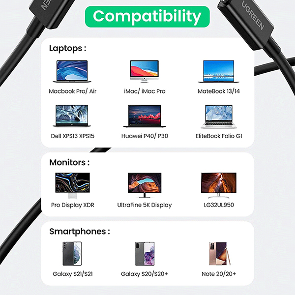Cáp USB Type-C to USB Type-C Thunderbolt 4 dài 0.8m Ugreen 30389 truyền ...